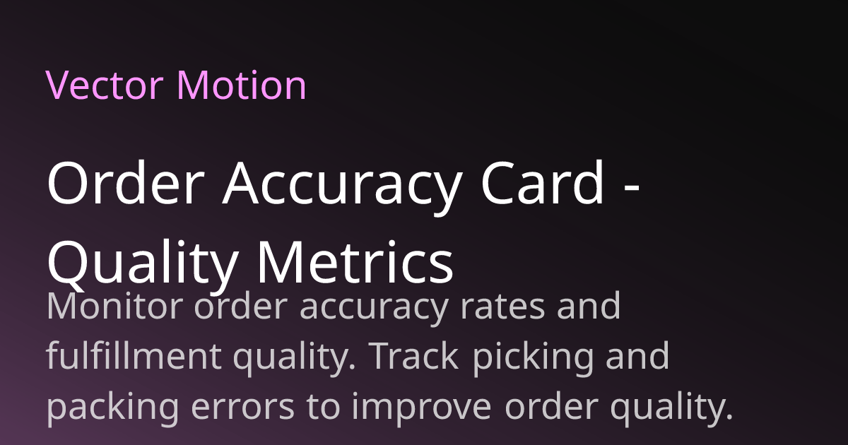 Order Accuracy Card - Quality Metrics | VectorMotion
